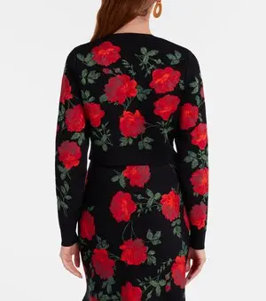 Carolina Herrera Floral Jacquard Cropped Cardigan