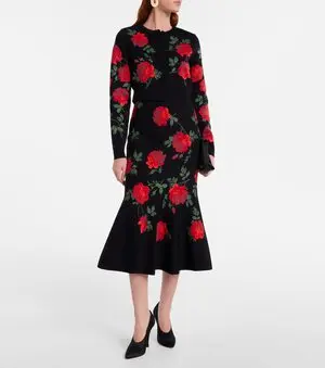 Carolina Herrera Floral Jacquard Cropped Cardigan