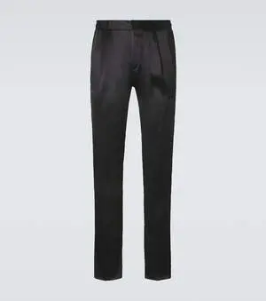 Rubinacci Straight Silk Pants - Black
