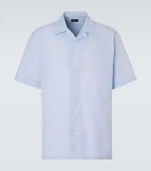 Brioni Striped Cotton Poplin Bowling Shirt