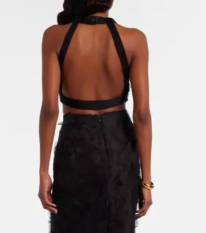 Max Mara Silk Fil Coupé Crop Top - Black