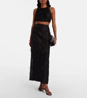 Max Mara Silk Fil Coupé Crop Top - Black