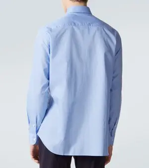 Brioni Striped Cotton Poplin Shirt - Blue