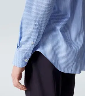 Brioni Striped Cotton Poplin Shirt - Blue