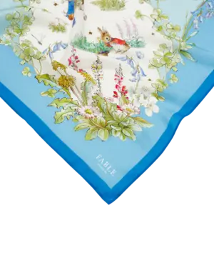 FABLE ENGLAND X Peter Rabbit Narrative Silk Blend Square Scarf - Blue