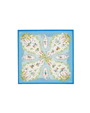 FABLE ENGLAND X Peter Rabbit Narrative Silk Blend Square Scarf - Blue