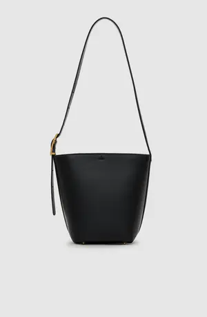 ANINE BING Elly Medium Bucket Bag Grained Leather - Black