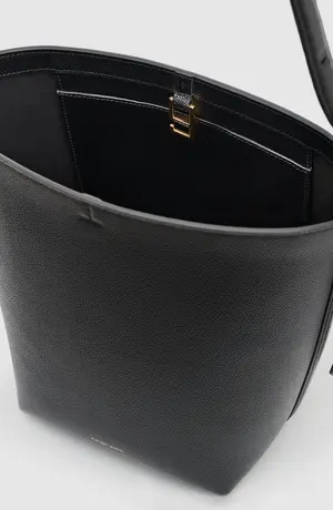 ANINE BING Elly Medium Bucket Bag Grained Leather - Black