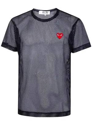 Play Comme Des Garcon T-shirt With Red Emblem - Black