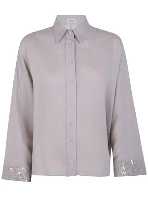 Brunello Cucinelli Trapeze Denim Shirt - Gray