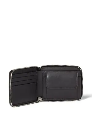 Fendi Compact Leather Wallet With Zip And Ff Logo