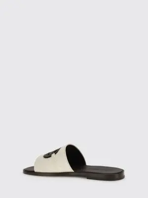 Dolce & Gabbana Cotton Canvas And Leather Slides - Ivory