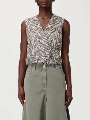 Brunello Cucinelli Linen Blend Sequined Waistcoat - Brown