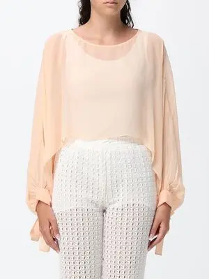 TWINSET Cropped Blouse With Drape Detail - Peach