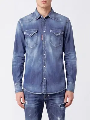 Dsquared2 Stretch Cotton Denim Shirt - Navy