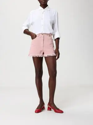 Valentino Garavani Embellished Denim Shorts With Frayed Hem