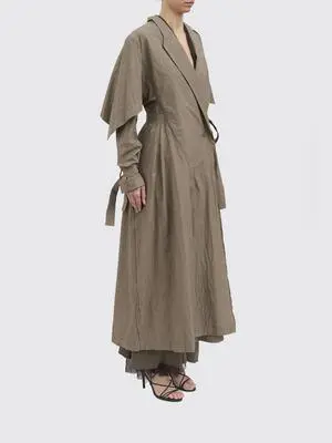 YEHUAFAN Cotton Asymmetric Trench Coat - Beige