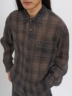 Our Legacy Linen Check Pattern Shirt - Grey
