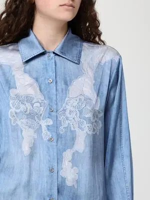 Liu Jo Embellished Denim Print Shirt - Blue