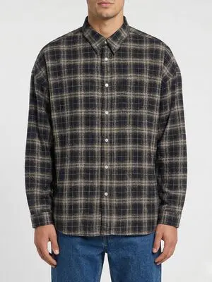 SUNFLOWER Check Linen Blend Shirt - Black