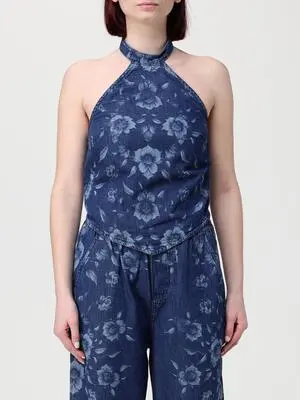 Pinko Cotton Top With Floral Print - Blue