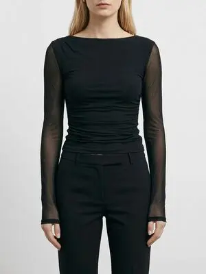 Patrizia Pepe Long Sleeve Sheer Mesh Top