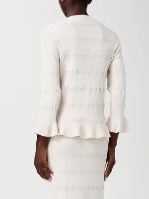 Liu Jo Knit Sweater With Ruffle Detail - Cream