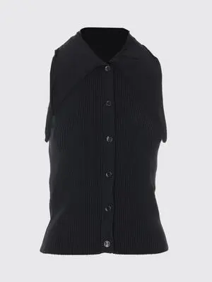 Pinko Ribbed Knit Sleeveless Top With Pointed Collar