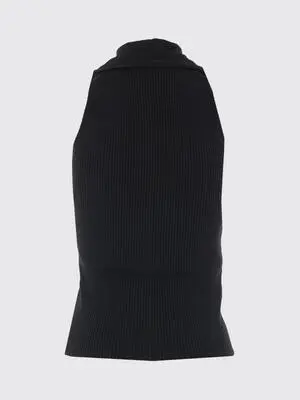 Pinko Ribbed Knit Sleeveless Top With Pointed Collar