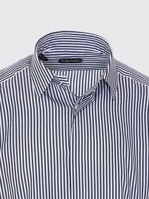 TOM FORD Striped Cotton And Silk Shirt - Blue