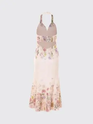 TWINSET Linen Midi Dress With Floral Print