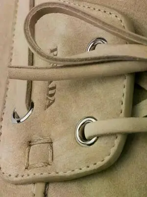 Prada Suede Boat Shoes - Neutrals