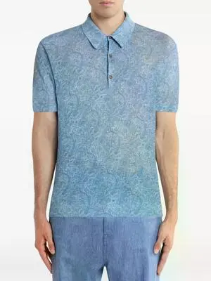 Etro Floral-motif Polo Shirt - Blue