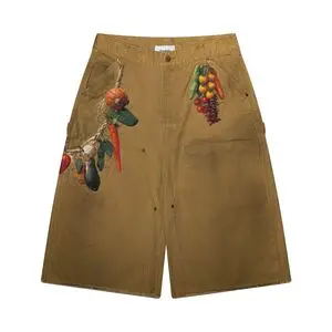 DOUBLET Vegetable Embroidery Cut-off Pants - Tan