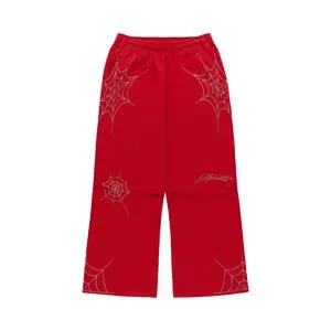 SP5DER Rhinestone Web Sweatpant - Red