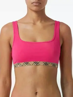 Burberry Check Trim Bikini Top - Red