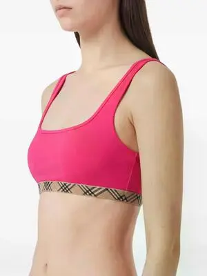 Burberry Check Trim Bikini Top - Red