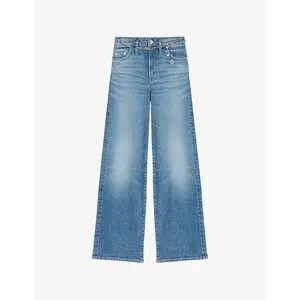 Maje Chain-belt Faded-wash Denim Jeans