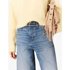 Maje Chain-belt Faded-wash Denim Jeans