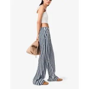 Maje Striped Wide-leg Trousers - White/blue