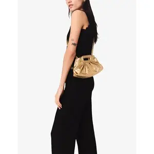 Maje Mini Metallic Leather Clutch - Gold