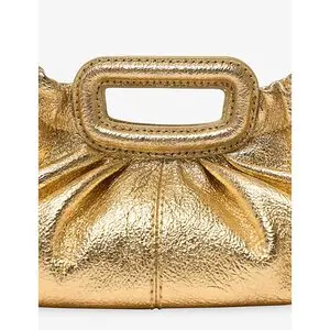 Maje Mini Metallic Leather Clutch - Gold