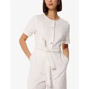 Whistles Belted Wide-leg Denim Jumpsuit