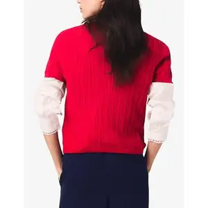Maje Short-sleeved Knitted Cotton-blend Jumper