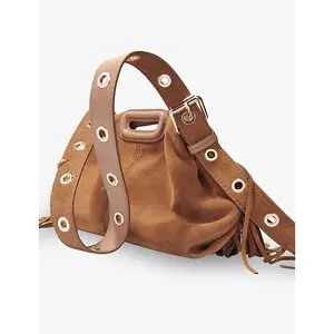 Maje Mini Suede Shoulder Bag - Camel