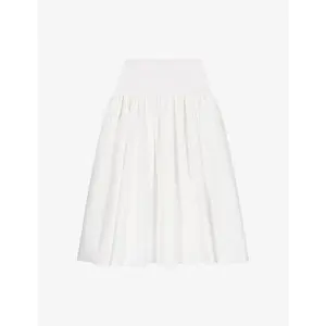 Maje Flared High-rise Taffeta Midi Skirt