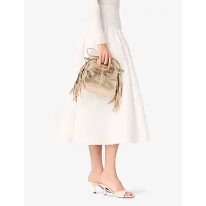 Maje Flared High-rise Taffeta Midi Skirt