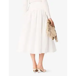 Maje Flared High-rise Taffeta Midi Skirt