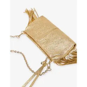 Maje Leather Clutch With Detachable Chain Strap