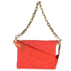 LOUIS VUITTON Coussin Pm Embossed Monogram Lambskin Shoulder Bag - Orange